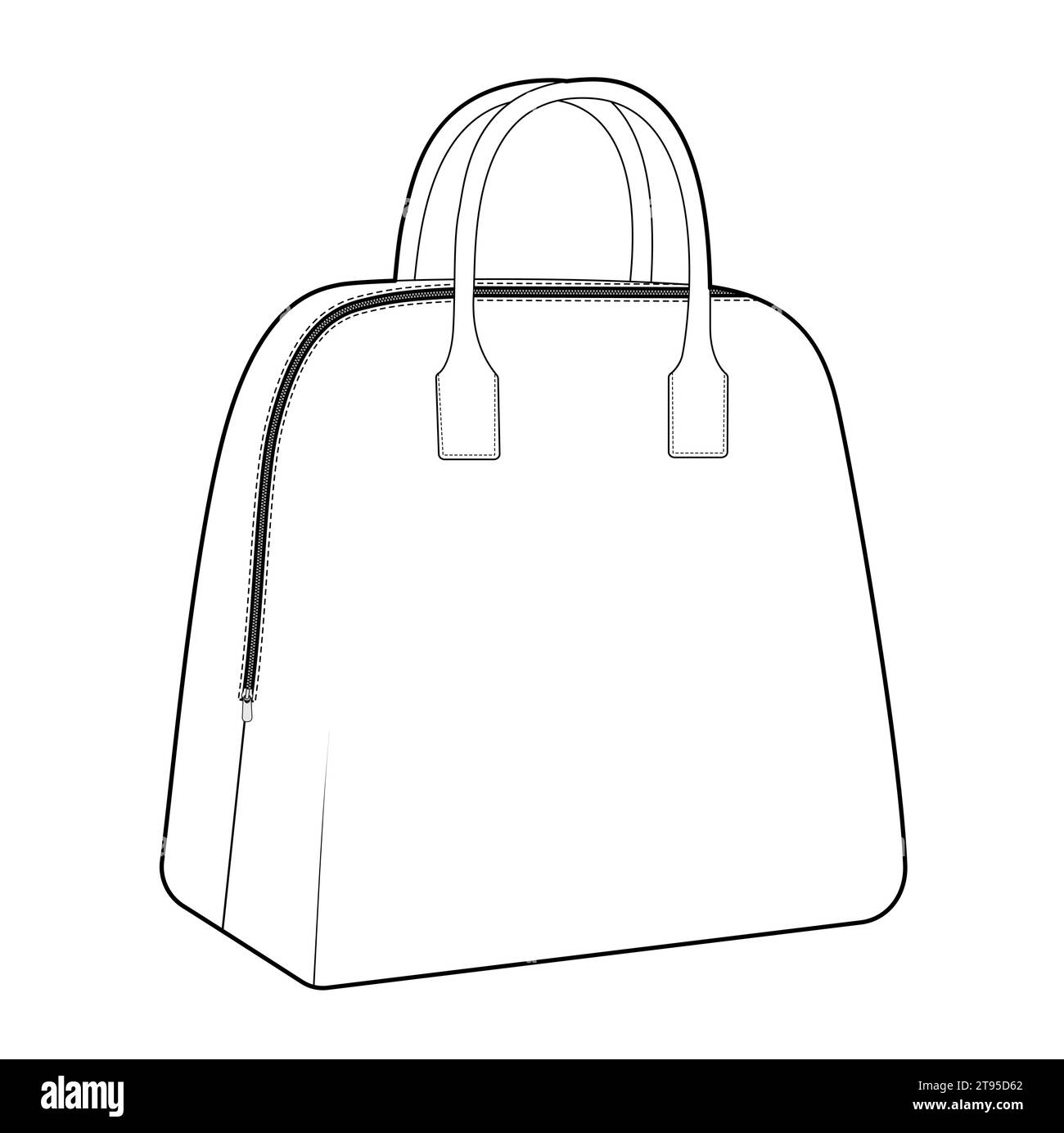 Bowling Tote silhouette bag. Fashion accessory technical illustration ...