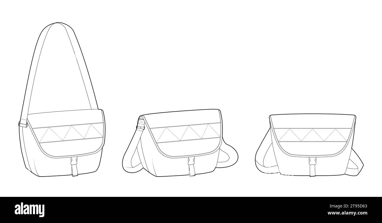 Courier Carryall Messenger Bag silhouette. Fashion accessory technical ...