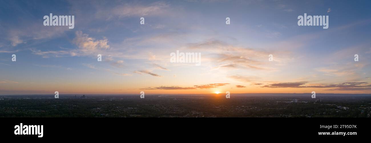 Aerial sunset skies Stock Photo - Alamy