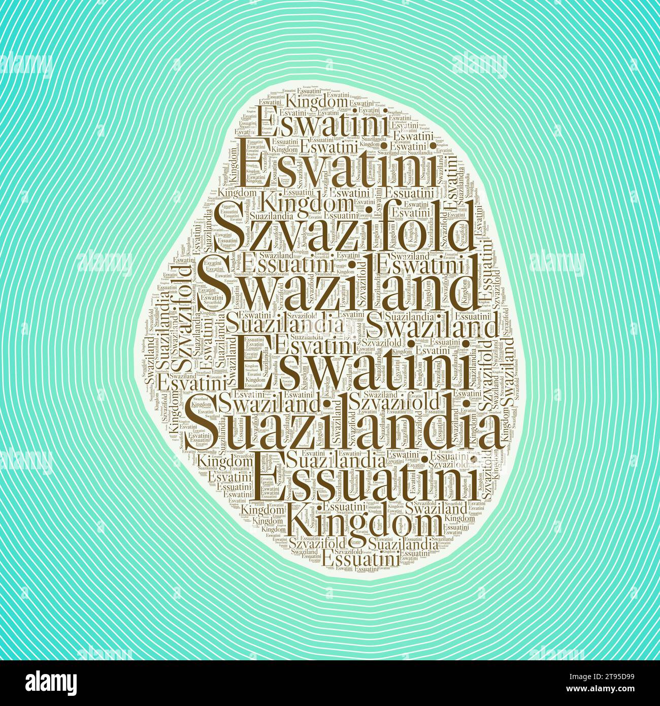 Eswatini shape formed by country name in multiple languages. Eswatini ...
