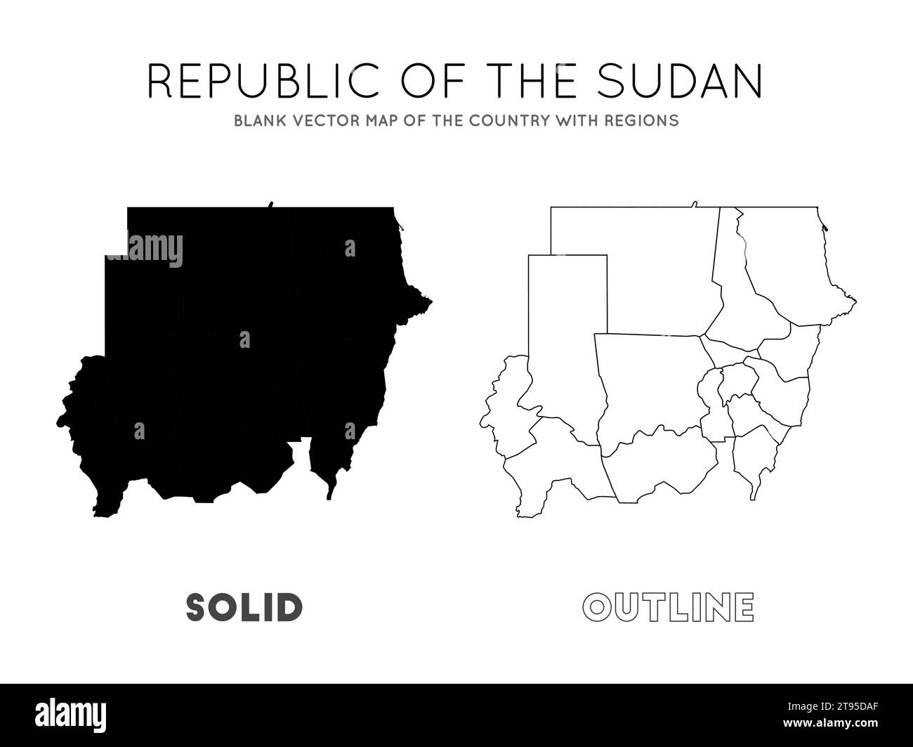 Sudan map. Blank vector map of the Country with regions. Borders of Sudan for your infographic ...