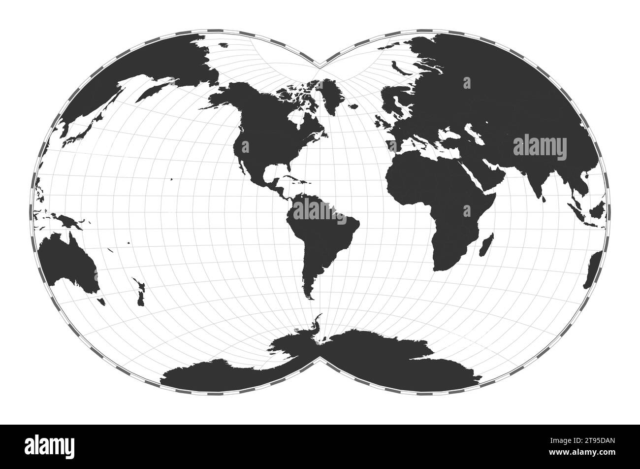 Vector world map. Van der Grinten IV projection. Plain world ...