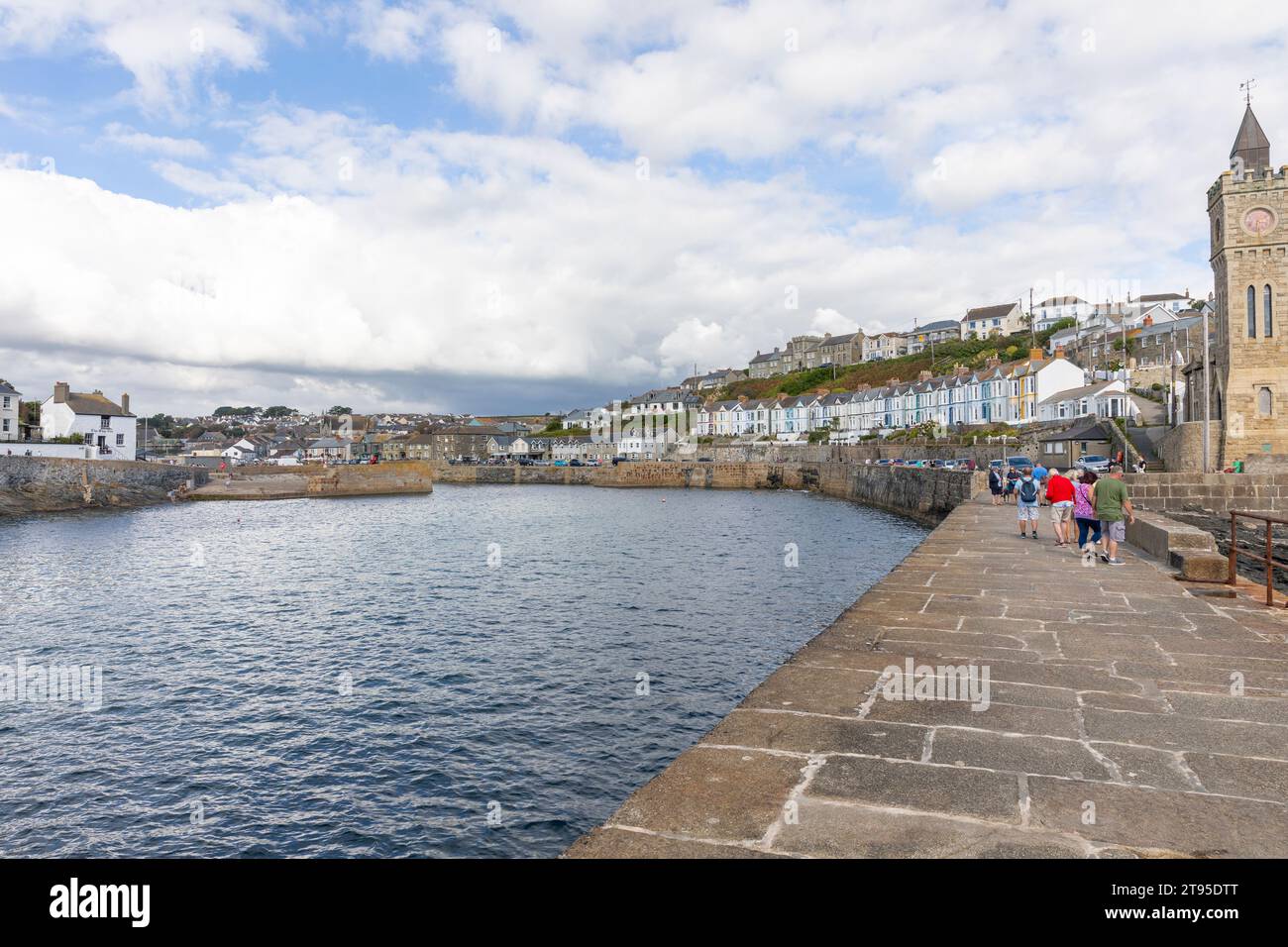 Porthleven town in Cornwall, view of harbour on a sunny autumn day ...