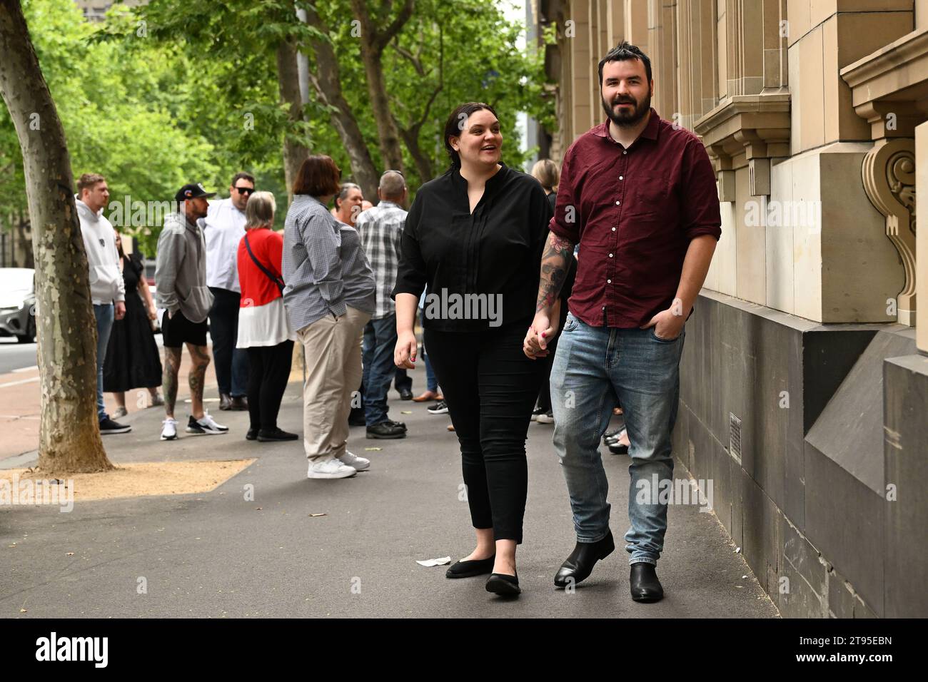 Melbourne, Australia. 23rd Nov, 2023. Heath Bond (right) departs from ...