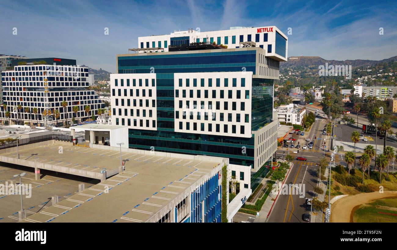 Aerial view over the Netflix Headquarter in Los Angeles - Los Angeles ...