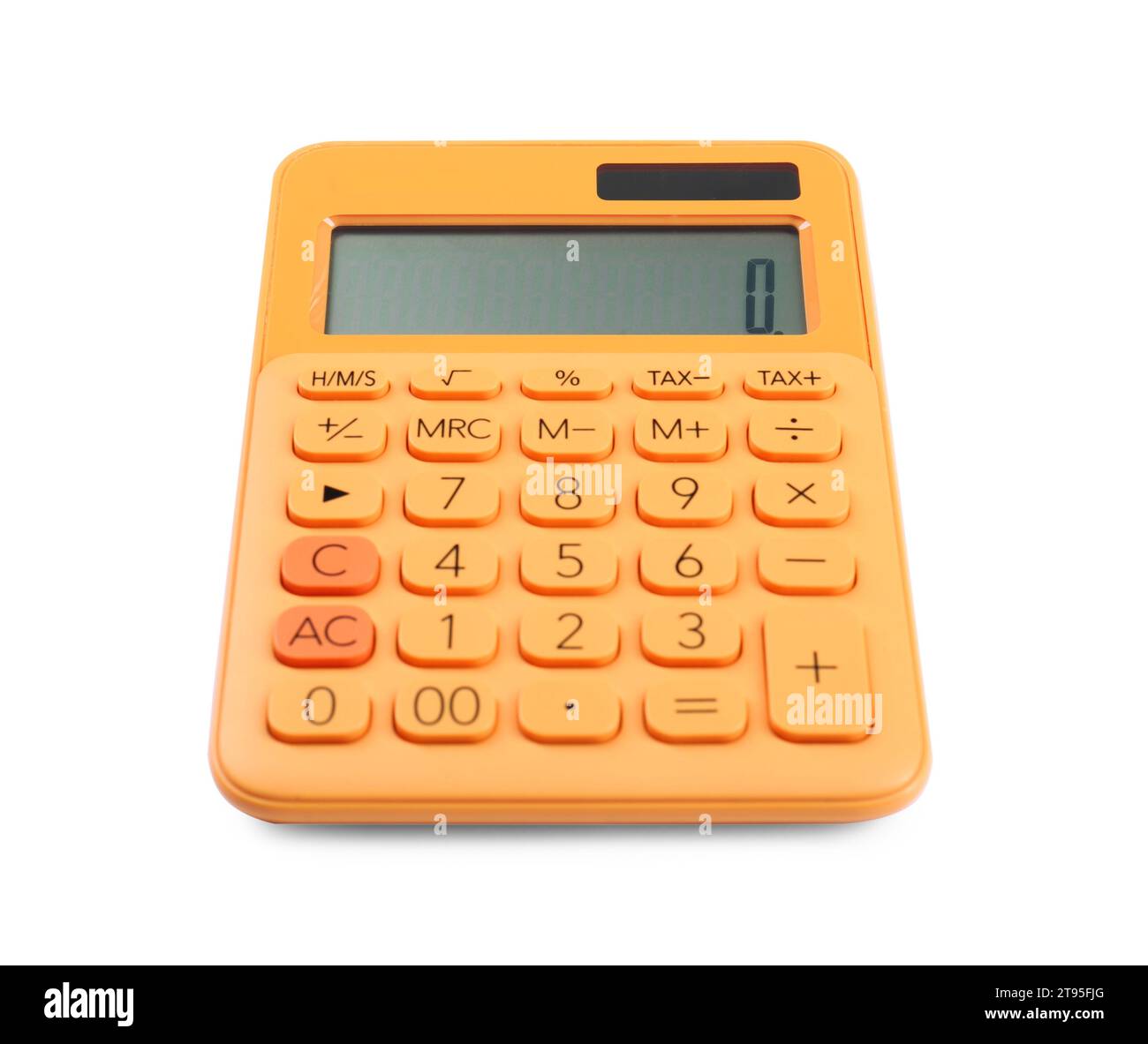 Orange calculator isolated on white. Office stationery Stock Photo - Alamy