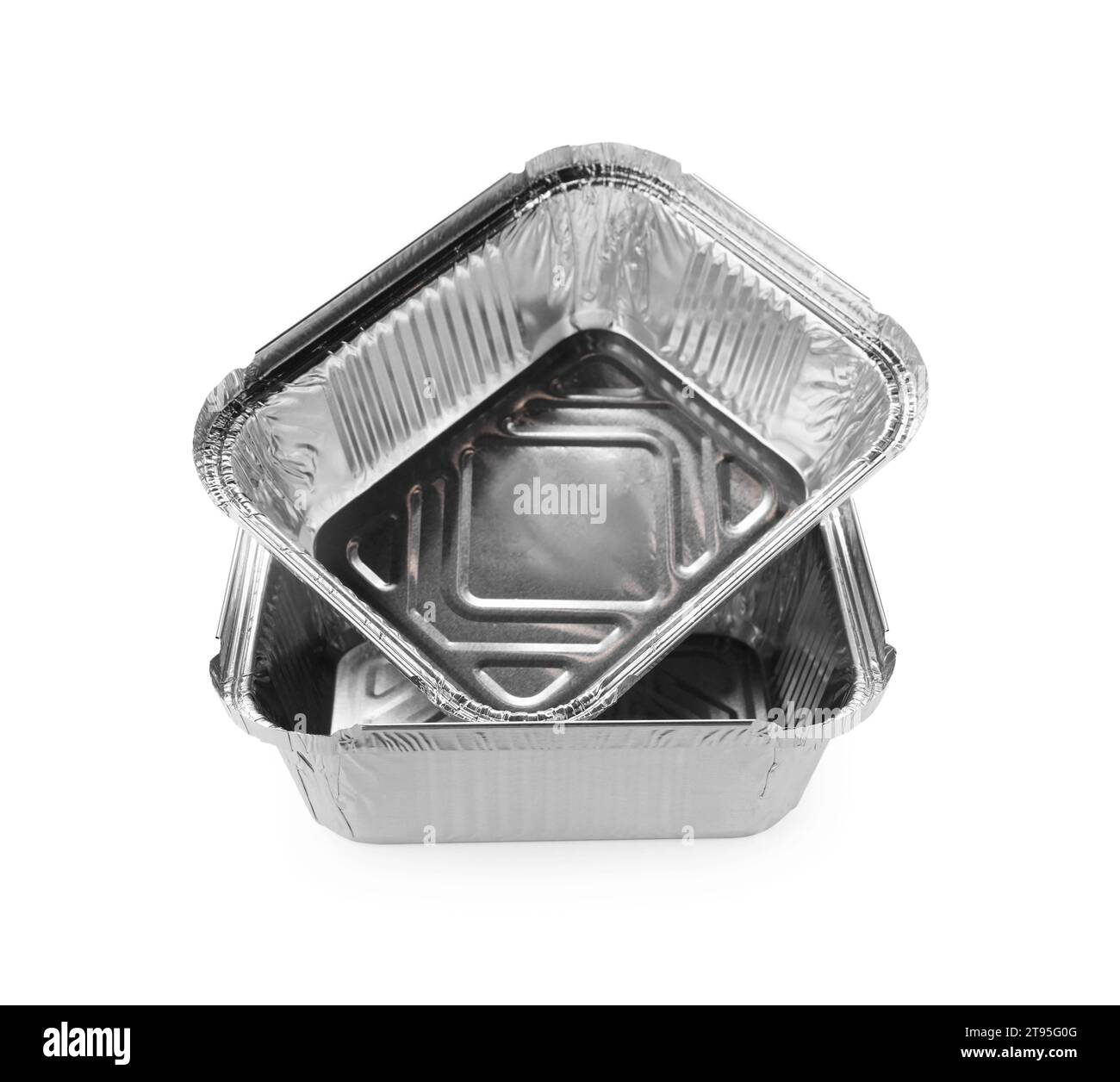 Two aluminum foil containers isolated on white Stock Photo - Alamy