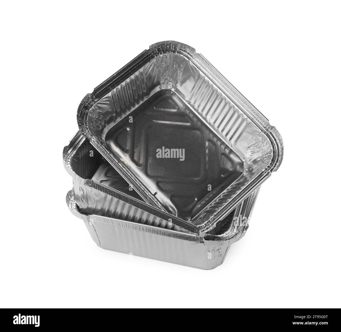 Three aluminum foil containers isolated on white Stock Photo - Alamy
