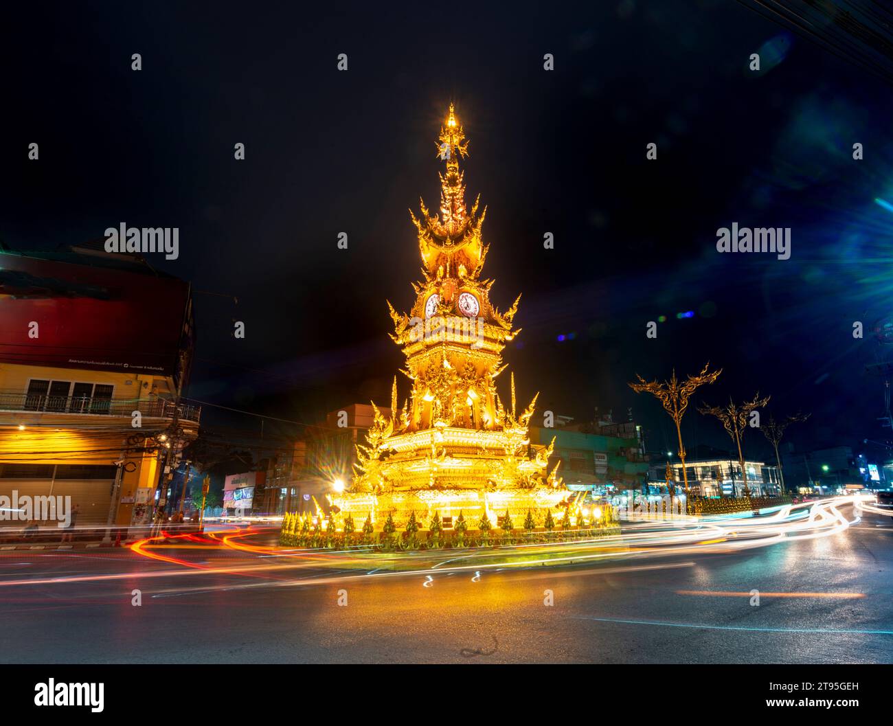 Changing hues,from colorful floodlights,light up the beautiful ornate ...