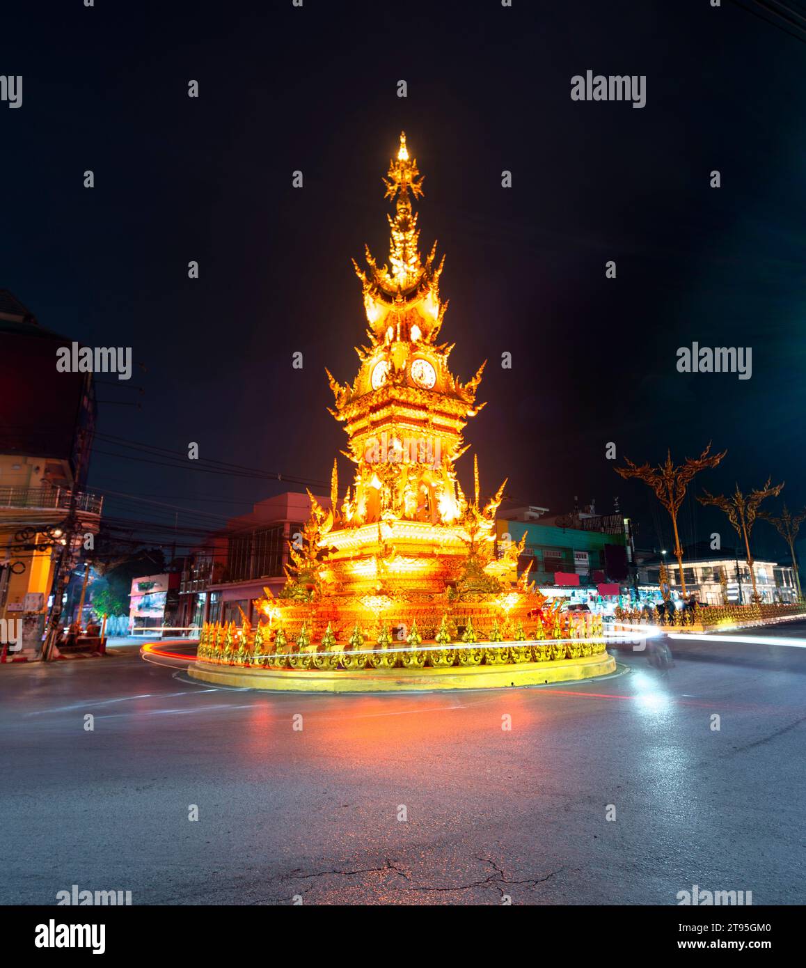 Changing hues,from colorful floodlights,light up the beautiful ornate ...