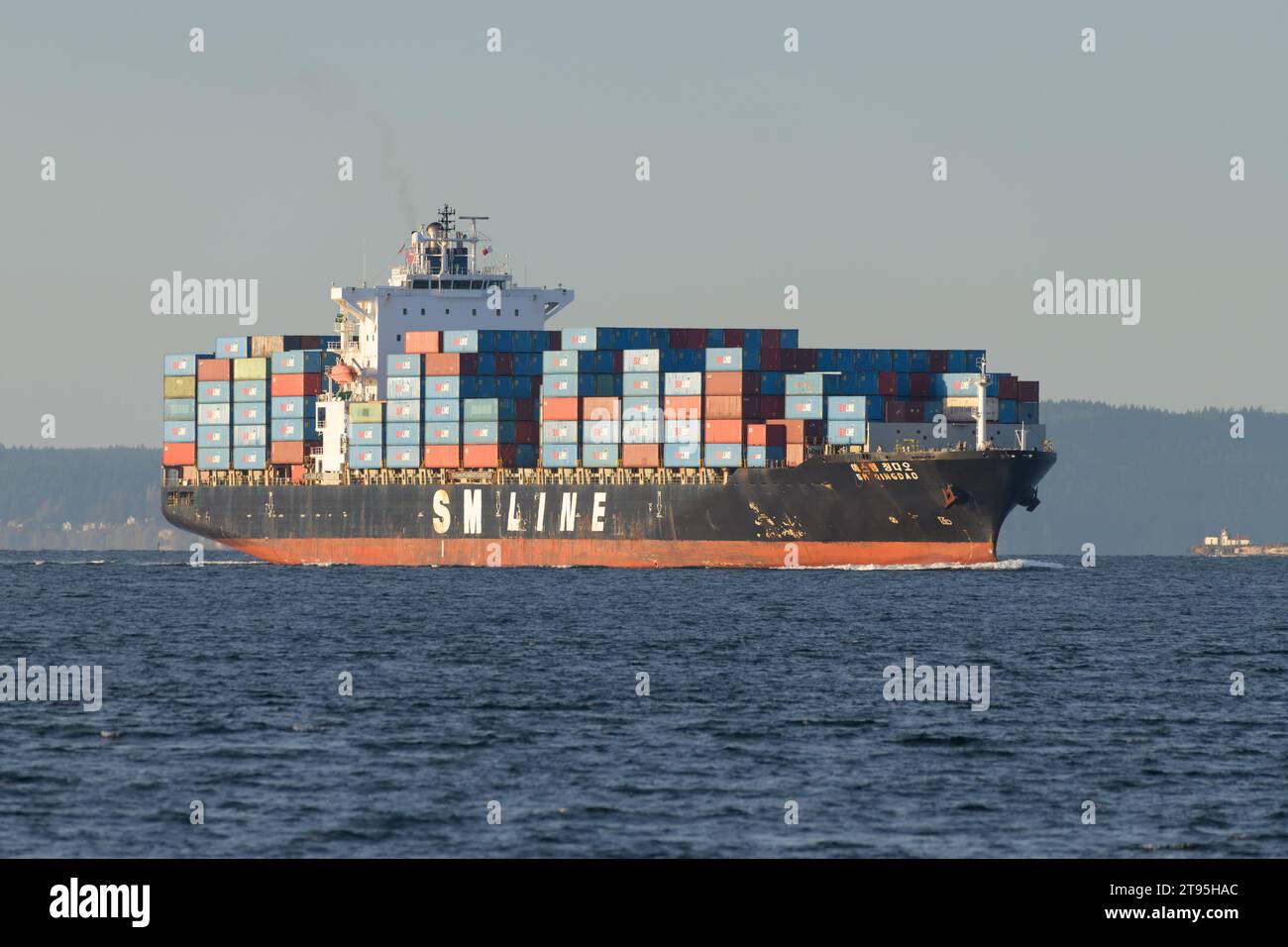Seattle - November 20, 2023; SM Line container ship Qingdao approaches ...