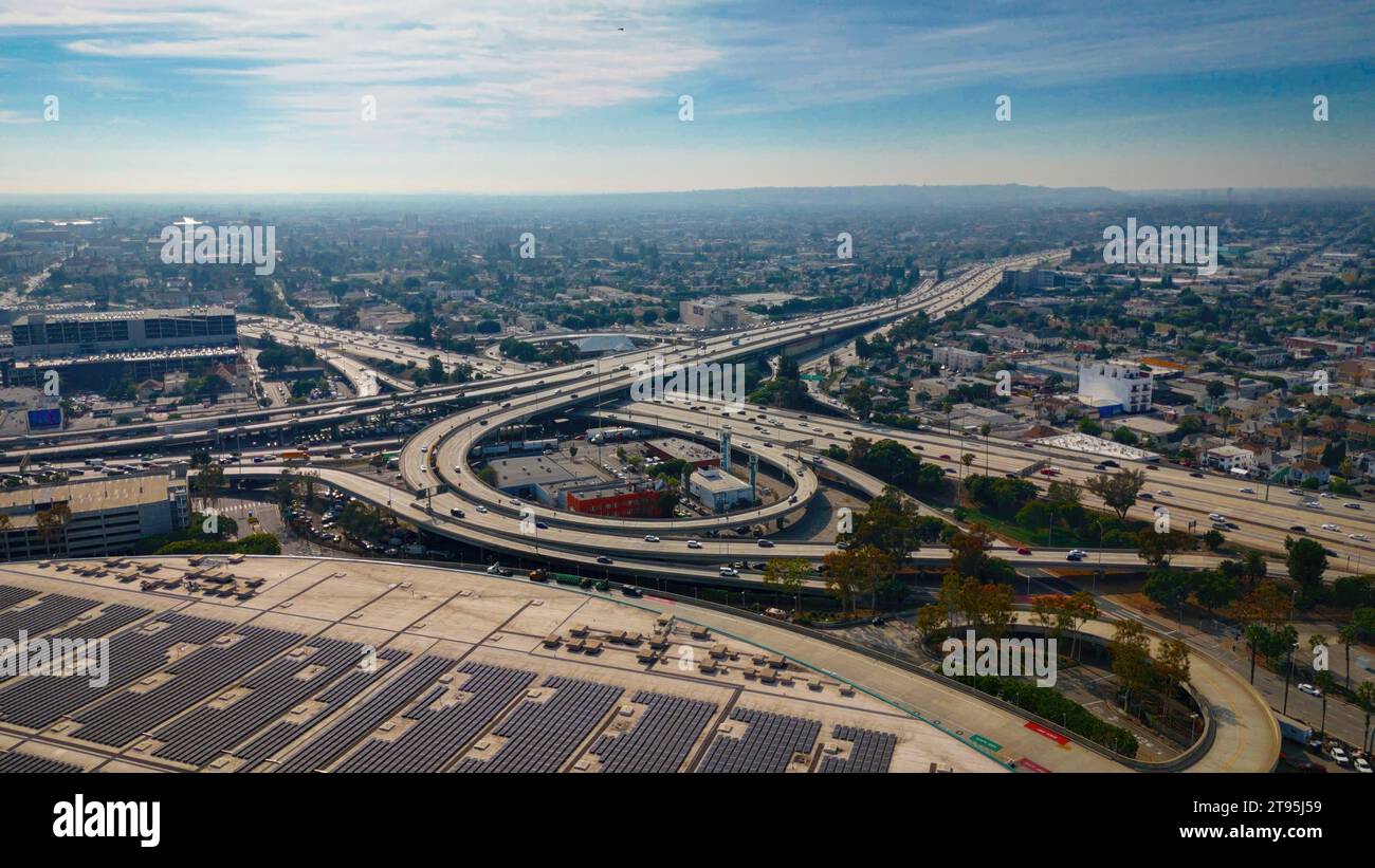 Los angeles skyline from drone hi-res stock photography and images - Alamy
