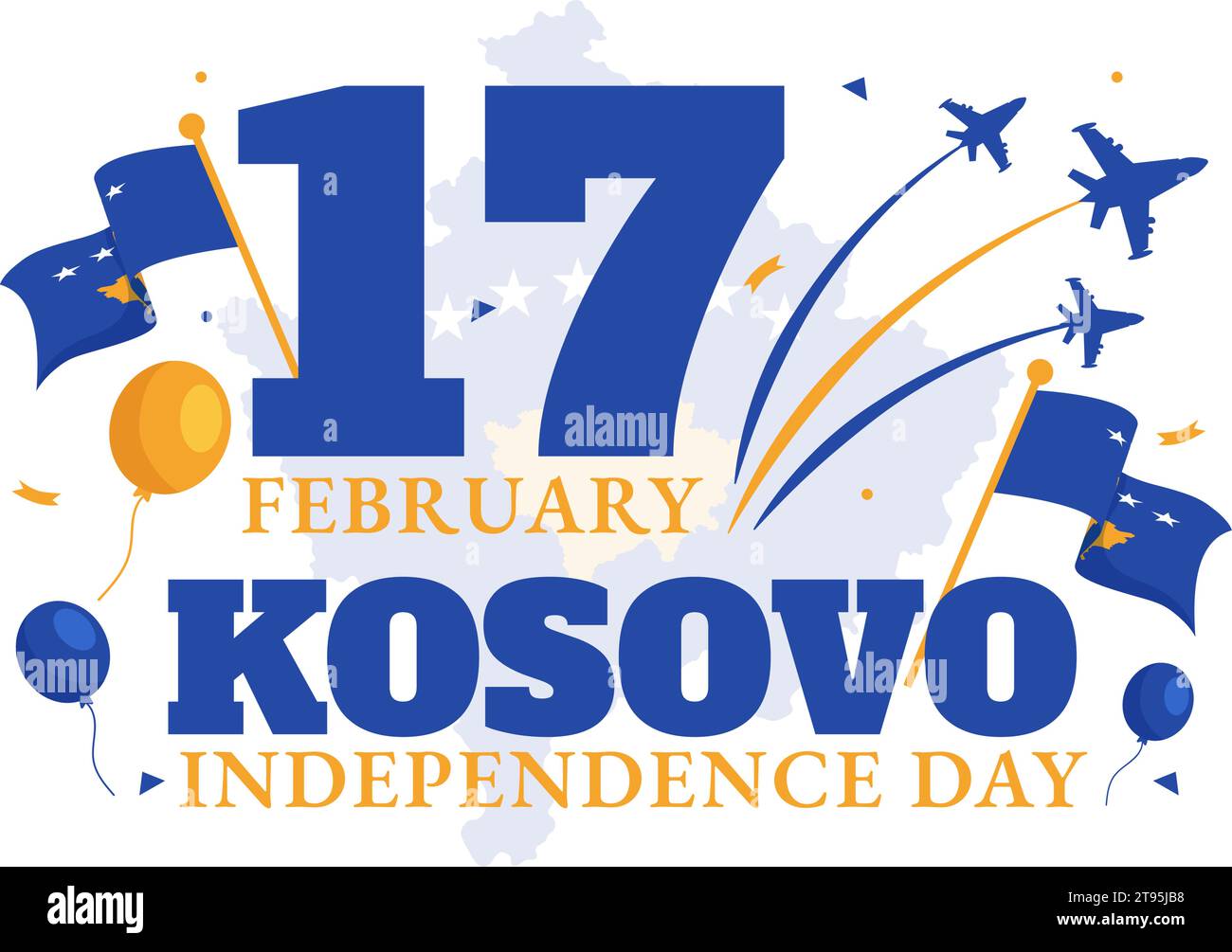 Kosovo Independence Day Vector Illustration on February 17 with Waving ...
