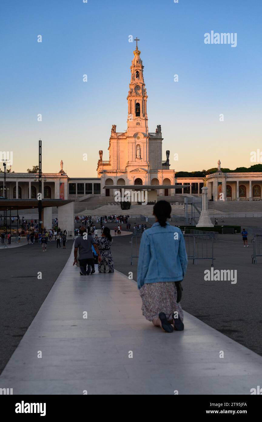 People walking the Penitential Path on knees towards the Chapel of the ...