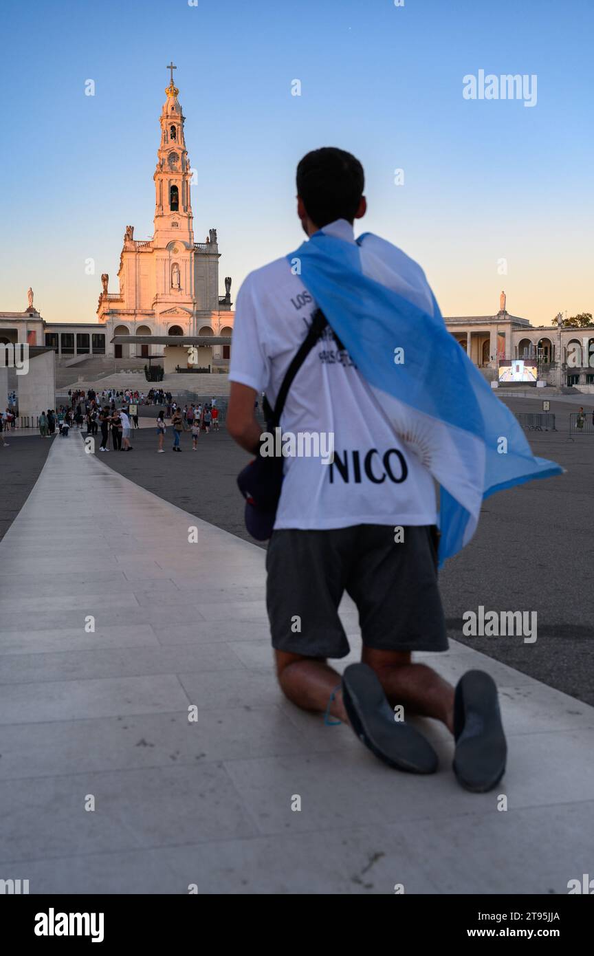 People walking the Penitential Path on knees towards the Chapel of the ...