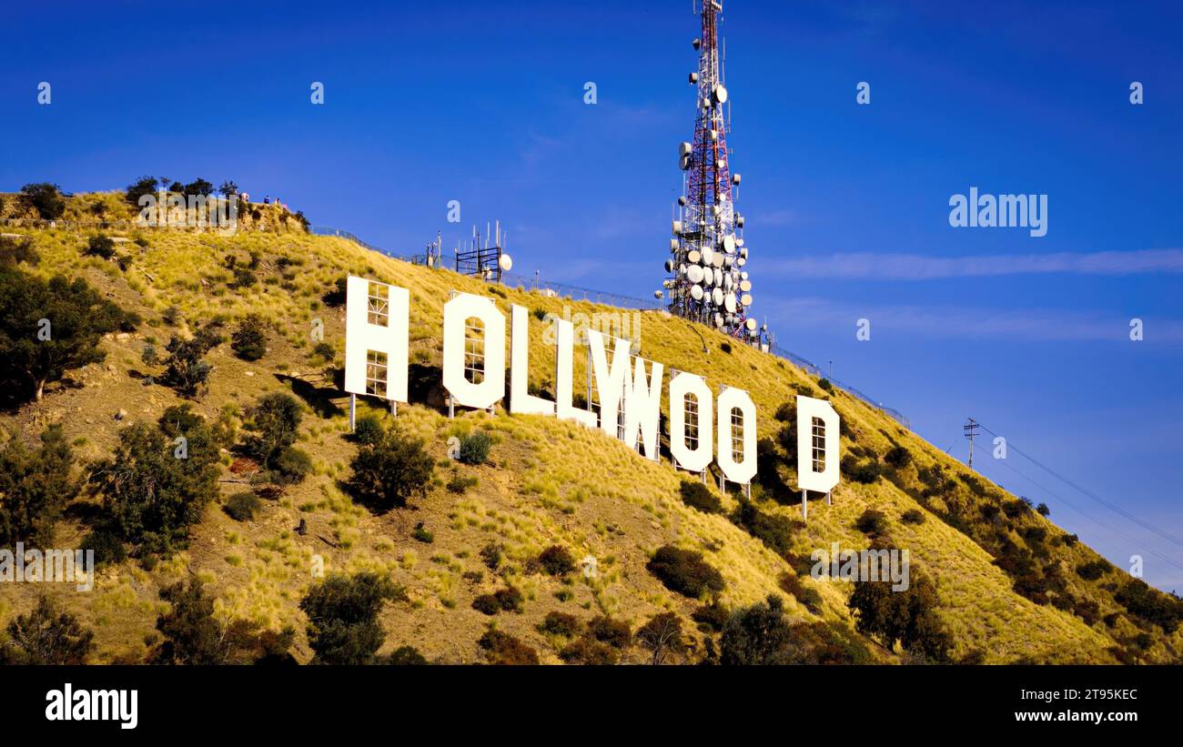 Close up view over the Hollywood Sign in Los Angeles - Los Angeles ...