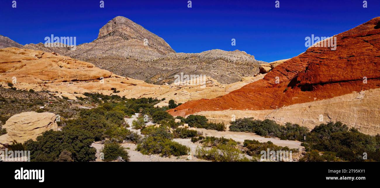 The famous red rocks and beige sandstones at red Rock Canyon Stock ...