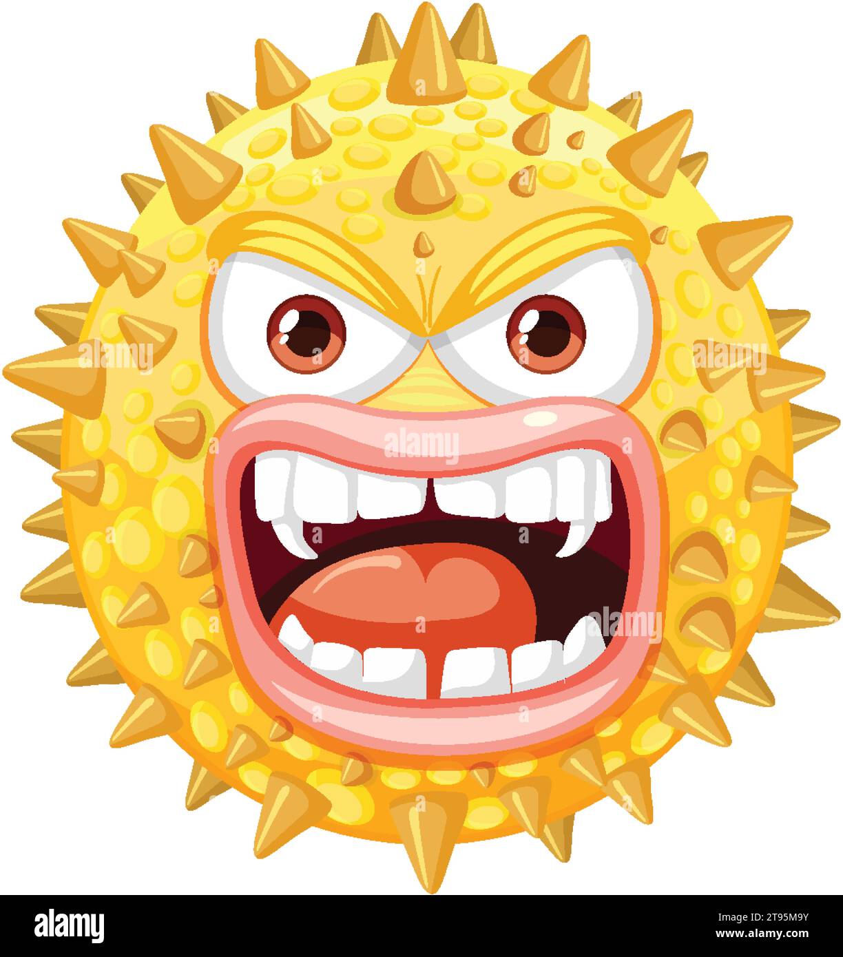 An illustrated cartoon character of a spiky bacteria germ virus monster ...