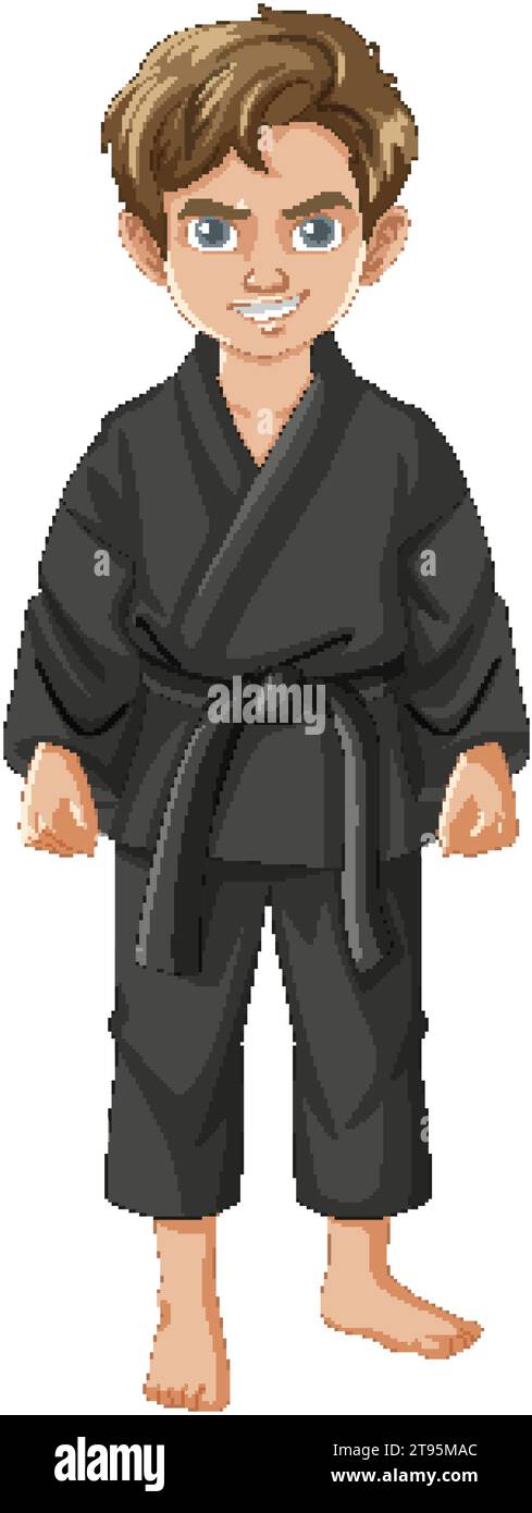 A cartoon illustration of a boy wearing a judo sport outfit Stock ...