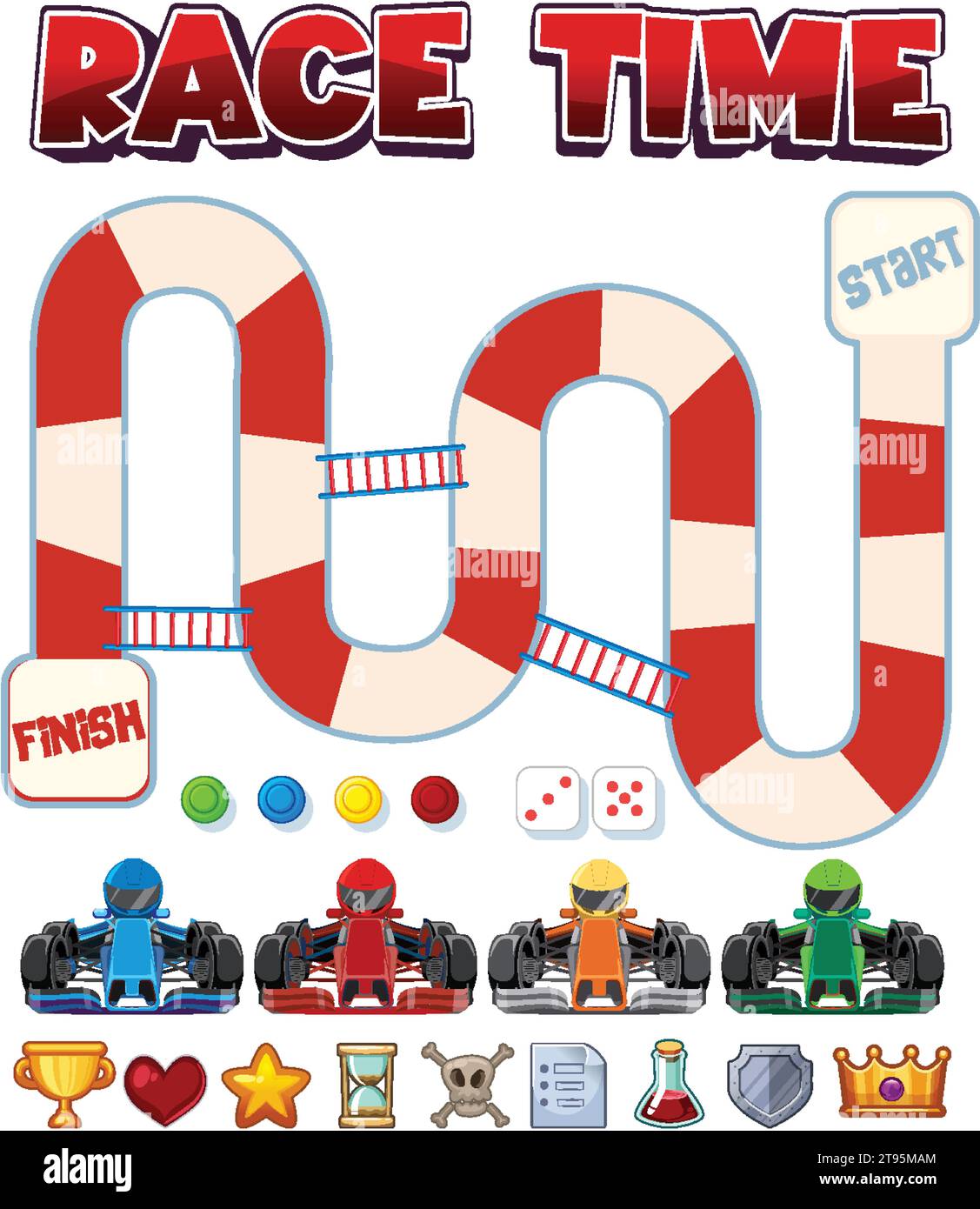 A vector cartoon illustration of a maze game with a car racing theme ...