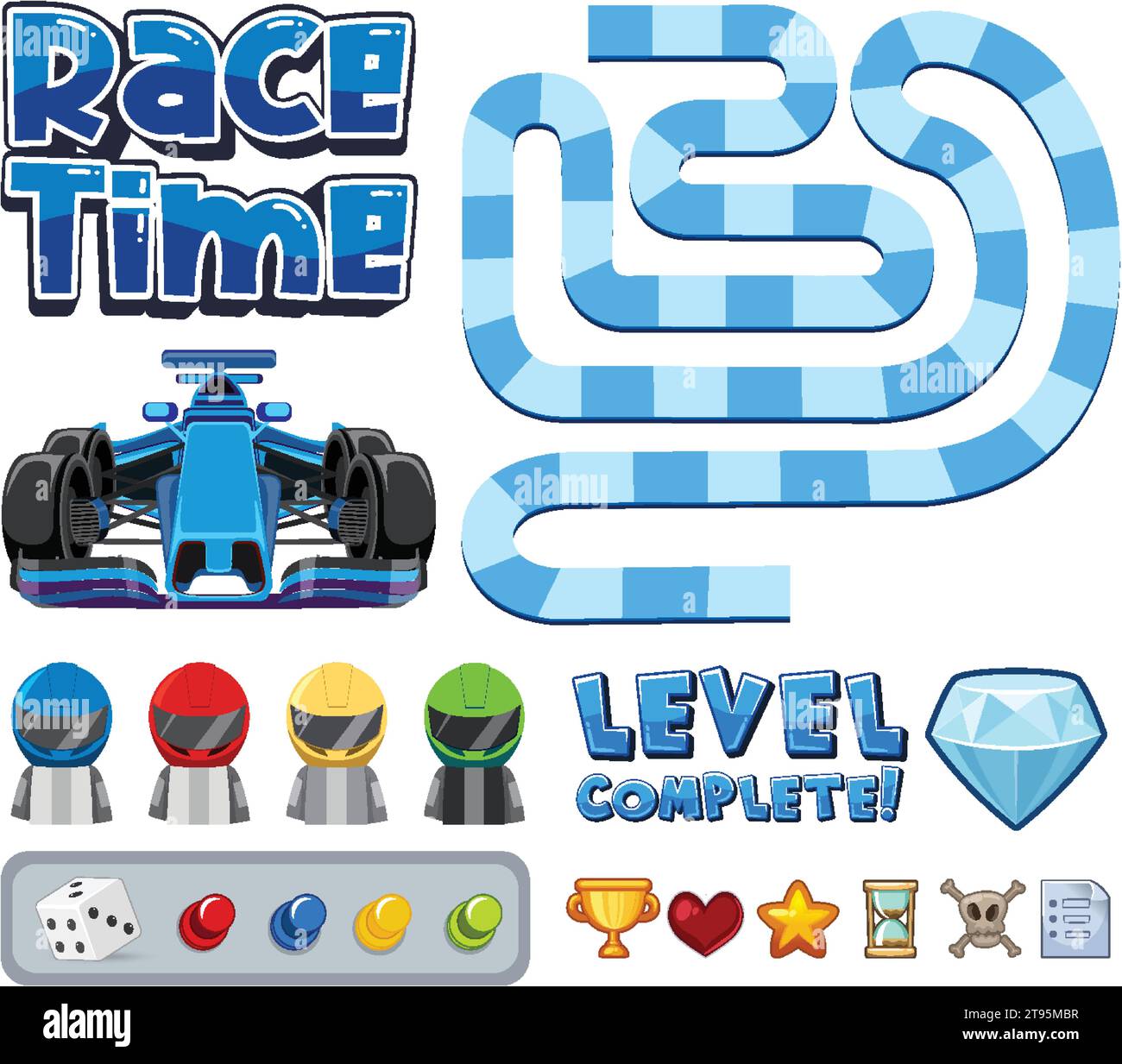 A vector cartoon illustration of a maze game with a car racing theme ...