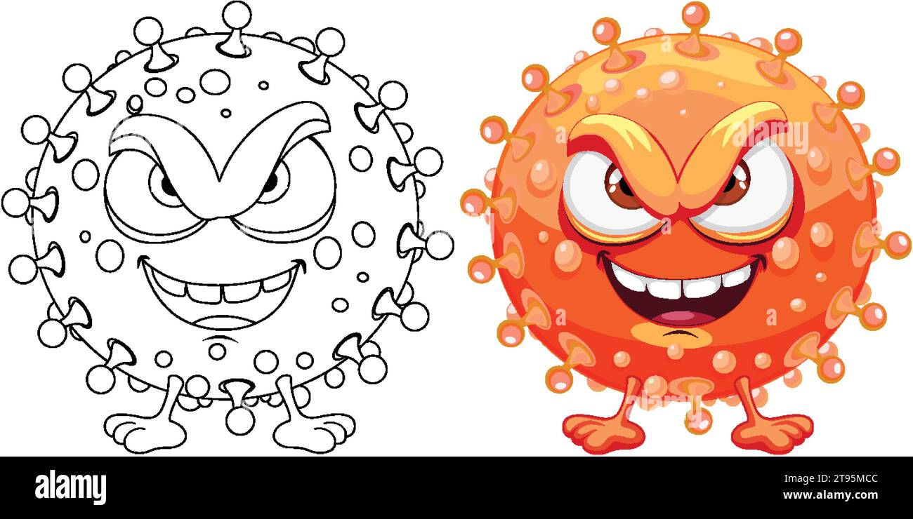 A playful and colorful cartoon character illustration of an orange germ ...