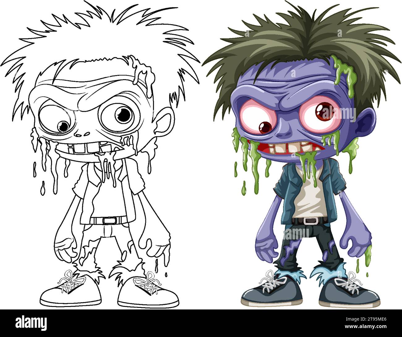 A vector cartoon illustration of a male zombie, perfect for coloring ...