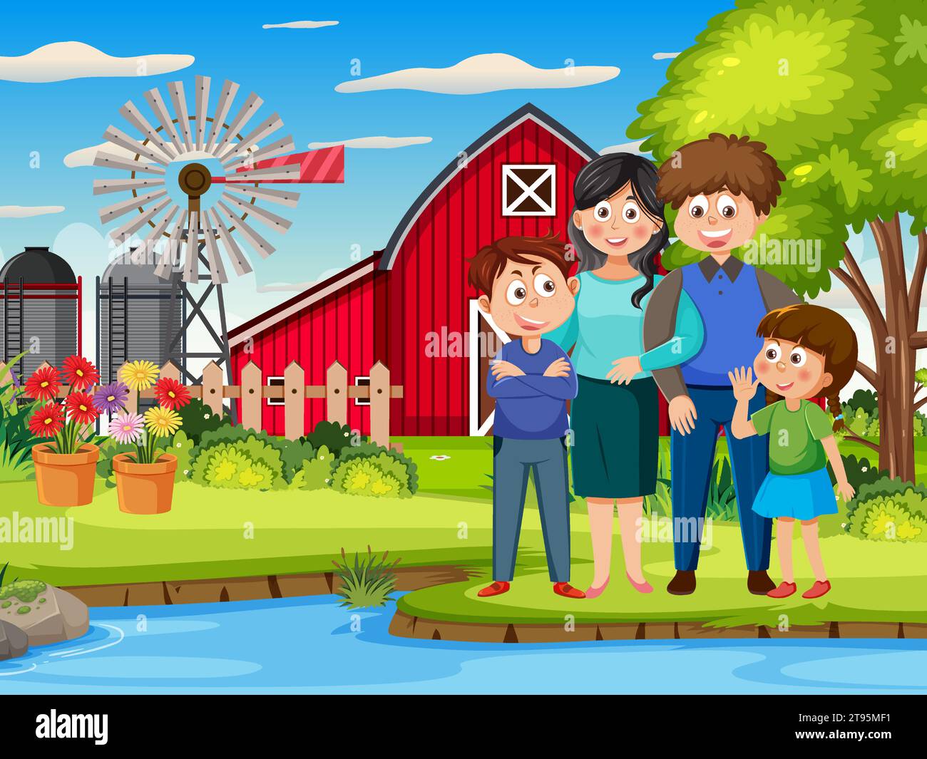 Rural family standing Stock Vector Images - Alamy