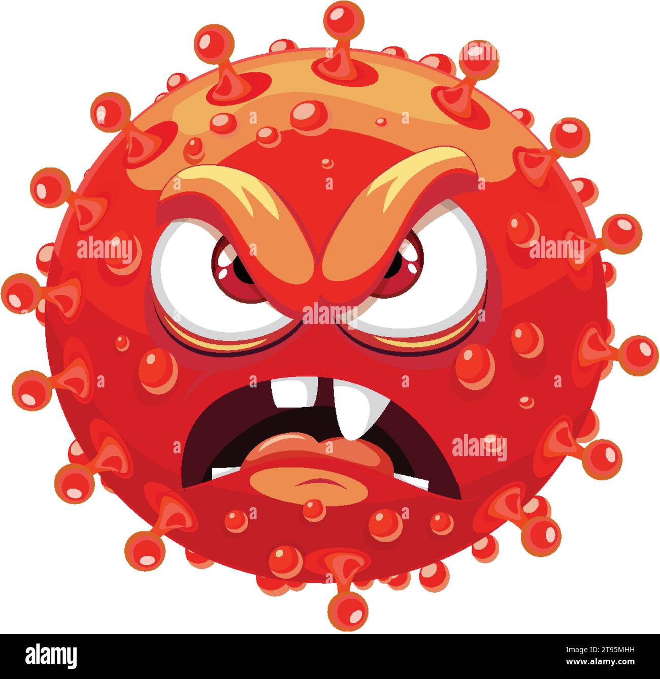 A vibrant and playful cartoon character of a red bacteria germ virus ...