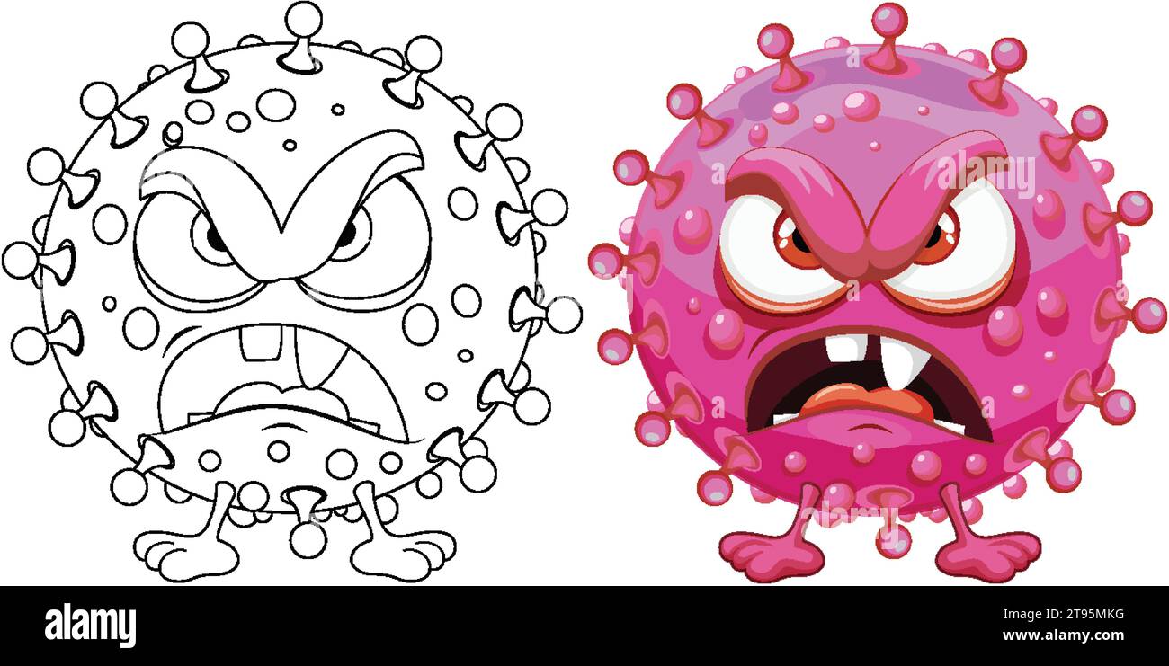 Cute pink monster cartoon character with virus theme Stock Vector Image ...