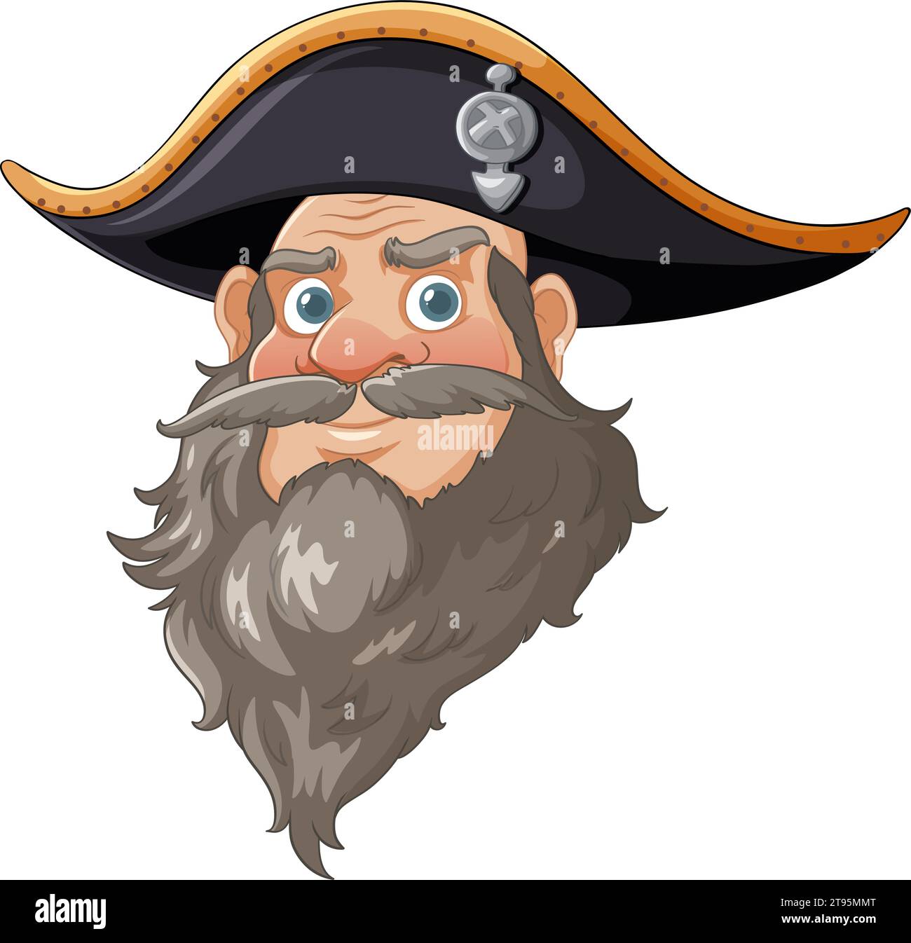 Vector illustration of a pirate man with a long beard, isolated Stock ...