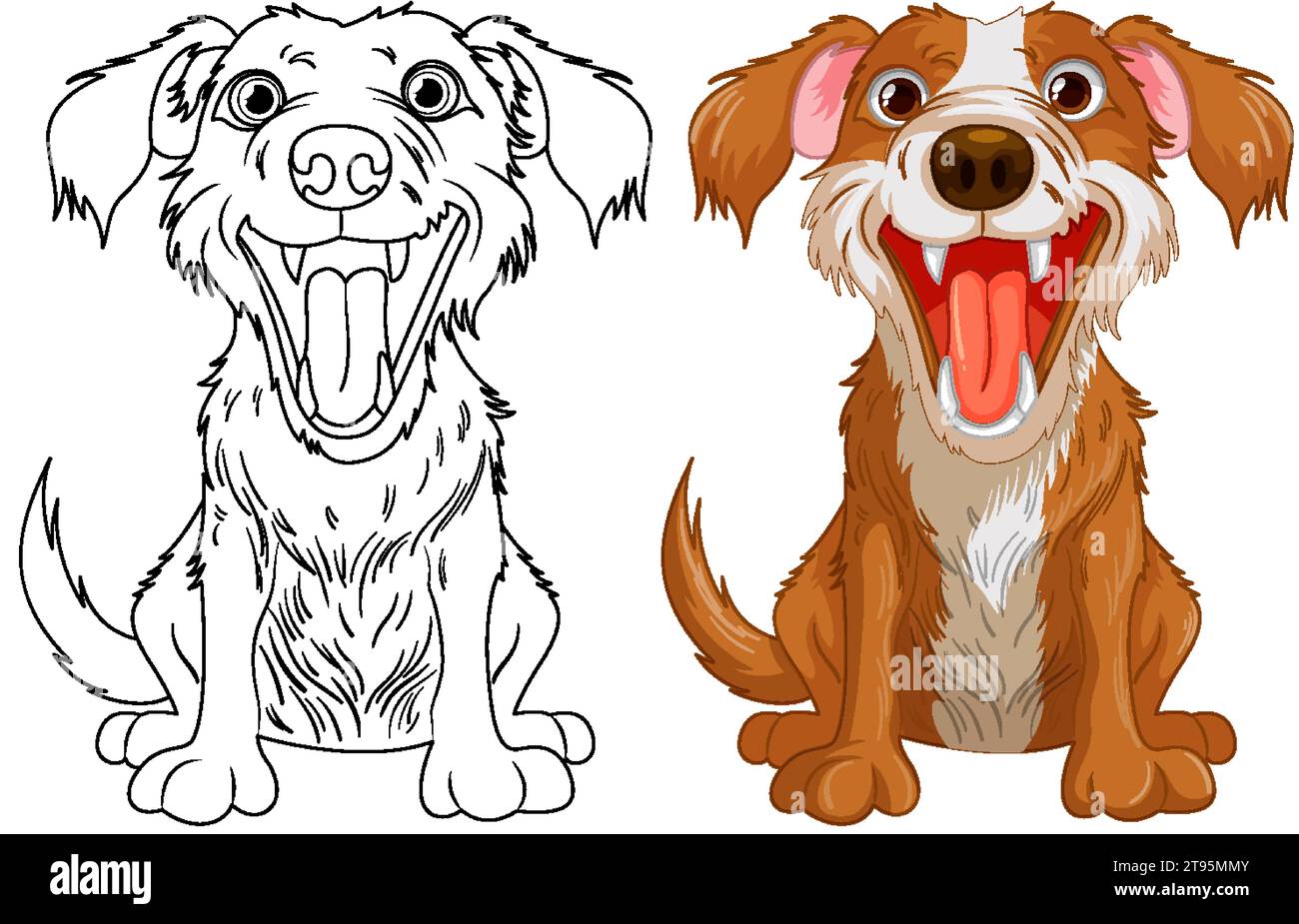Vector illustration of a Golden Retriever dog with its mouth open and ...