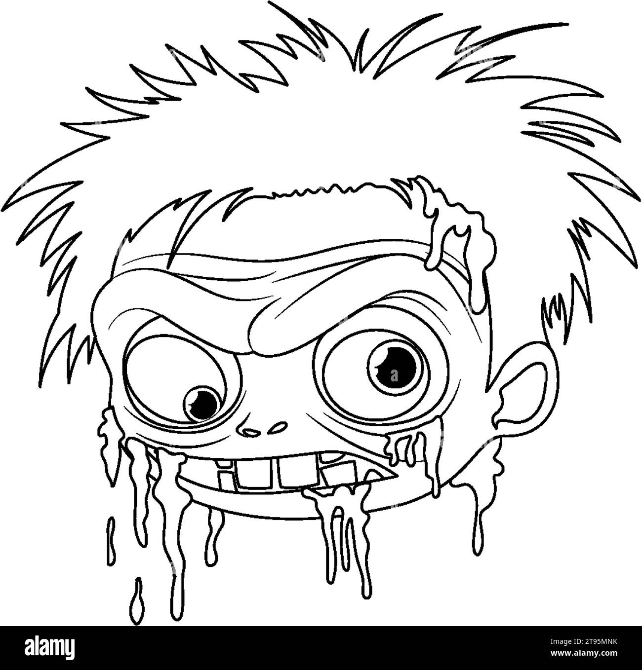 A vector cartoon outline of a male zombie head Stock Vector Image & Art ...