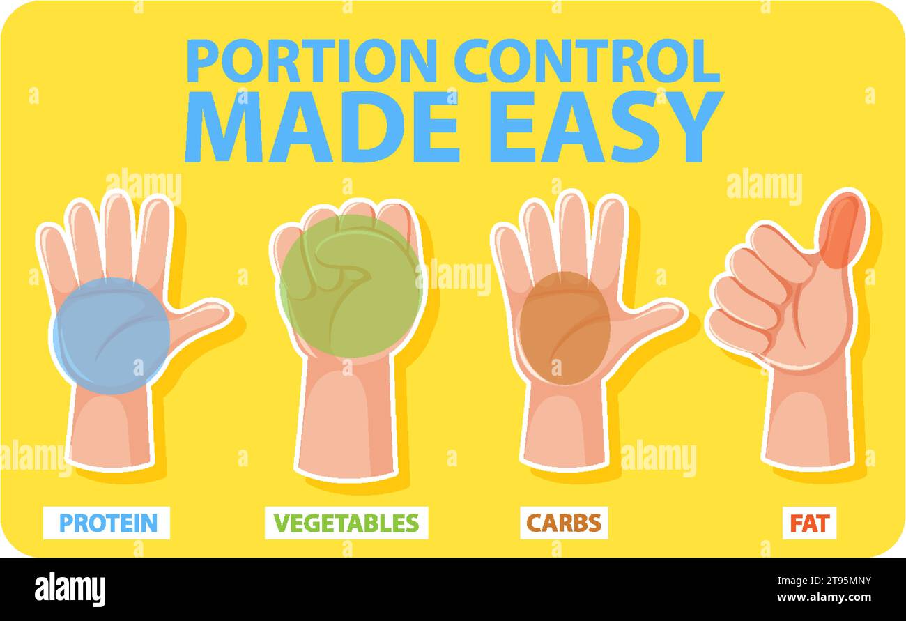 Comparing food amounts using hand portion sizes Stock Vector Image ...