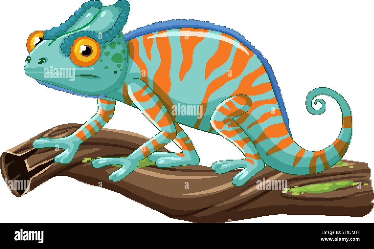 Cute colourful chameleon cartoon isolated illustration Stock Vector ...