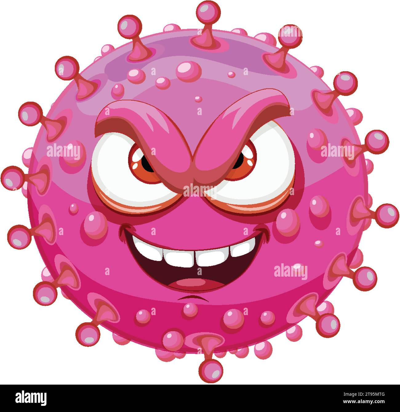 A cute and colorful cartoon character of a pink bacteria germ virus ...