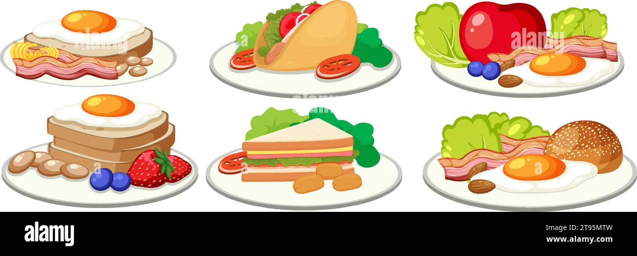 A delightful assortment of nutritious breakfast options in a vector ...