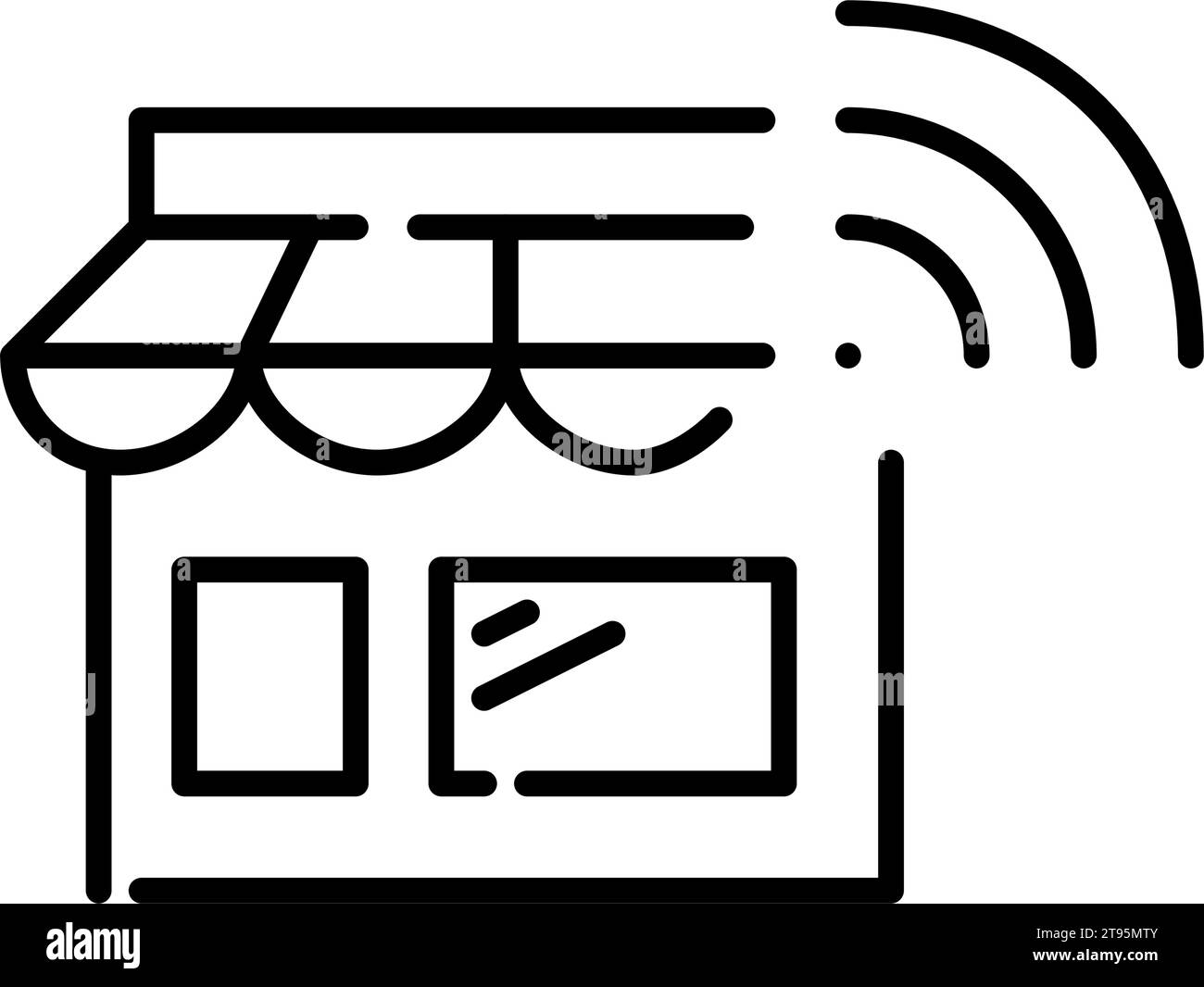 Store and wi fi symbol. Smart contactless shopping without cashier ...