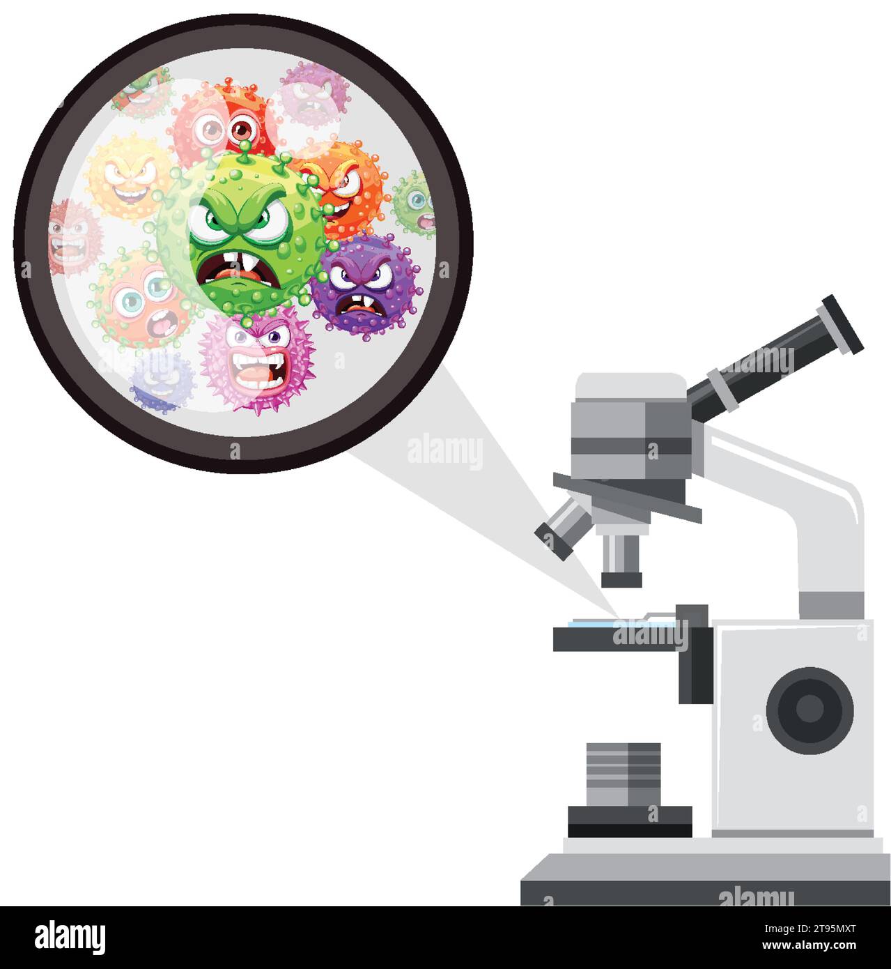 A cartoon-style illustration of a scary bacteria germ virus seen ...