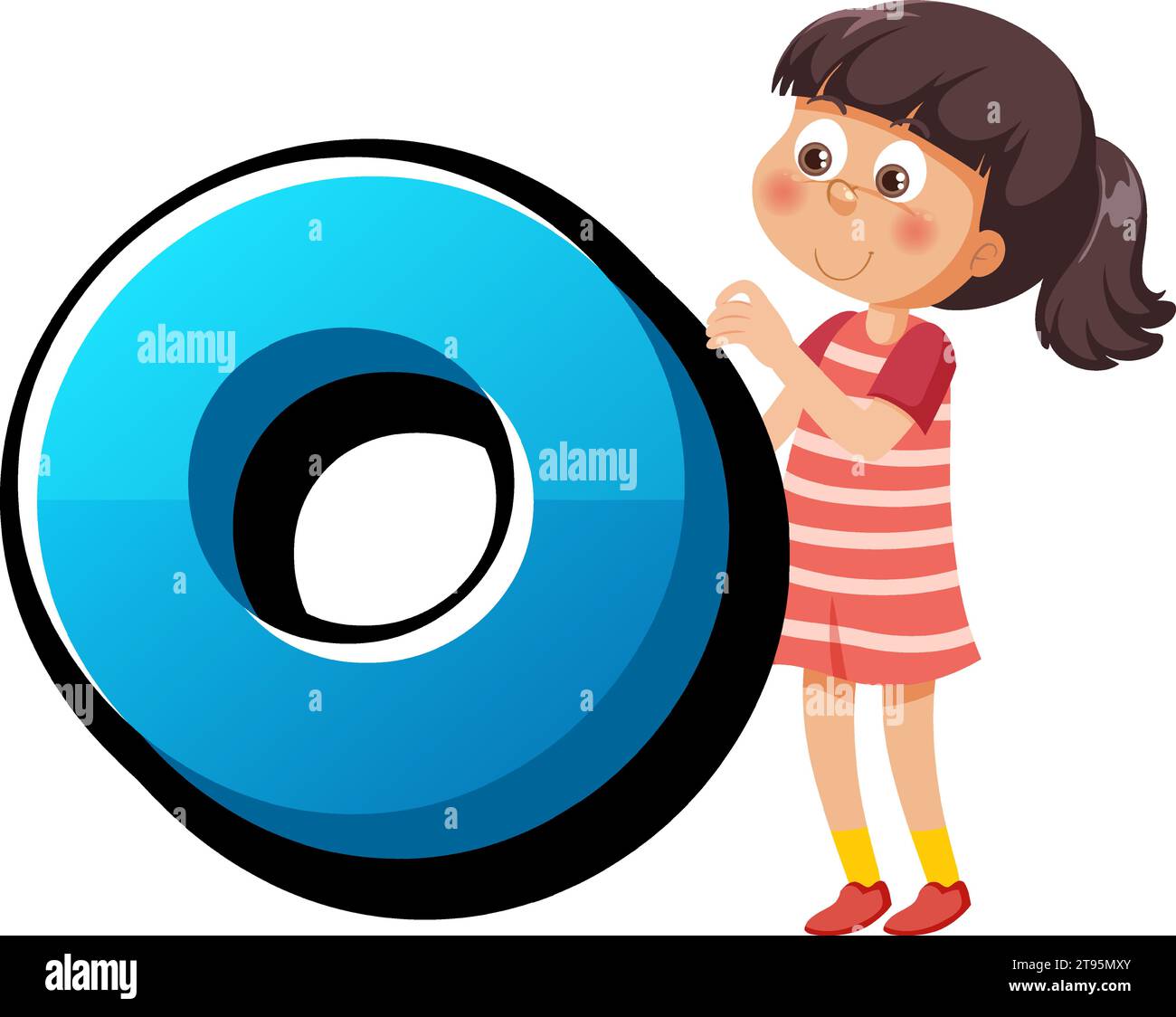 Colorful vector illustration of English alphabet O with boy and girl ...