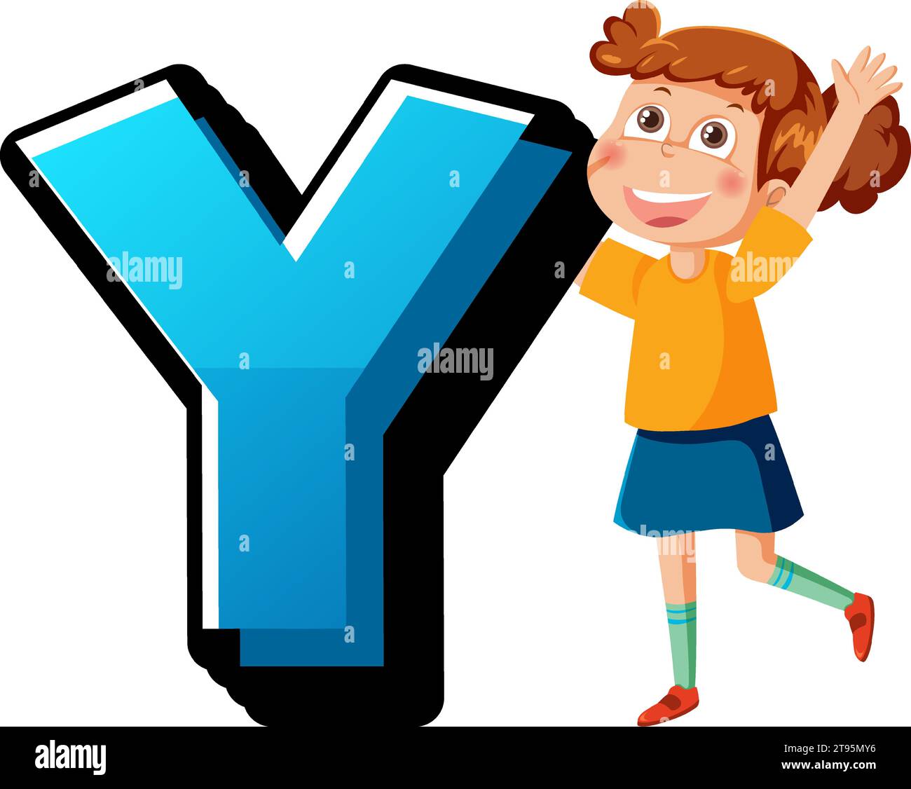 Colorful vector illustration featuring a boy and girl cartoon character ...
