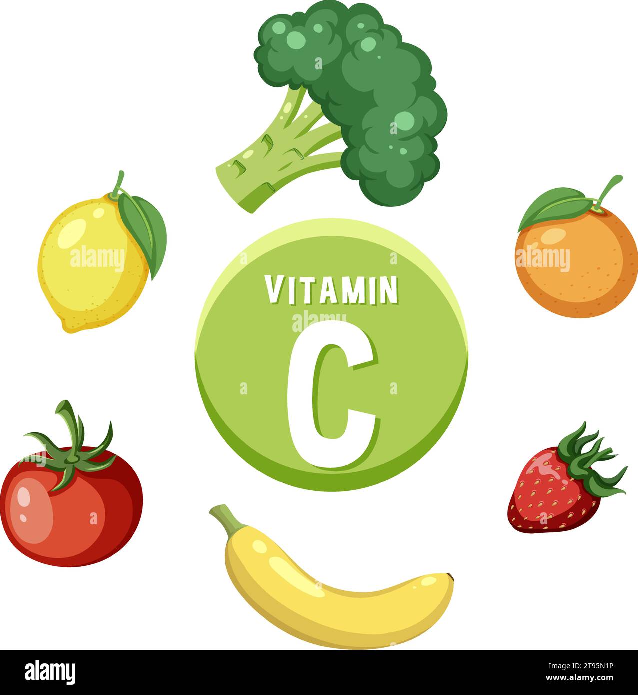 Colorful vector illustration showcasing vitamin C-rich foods Stock ...