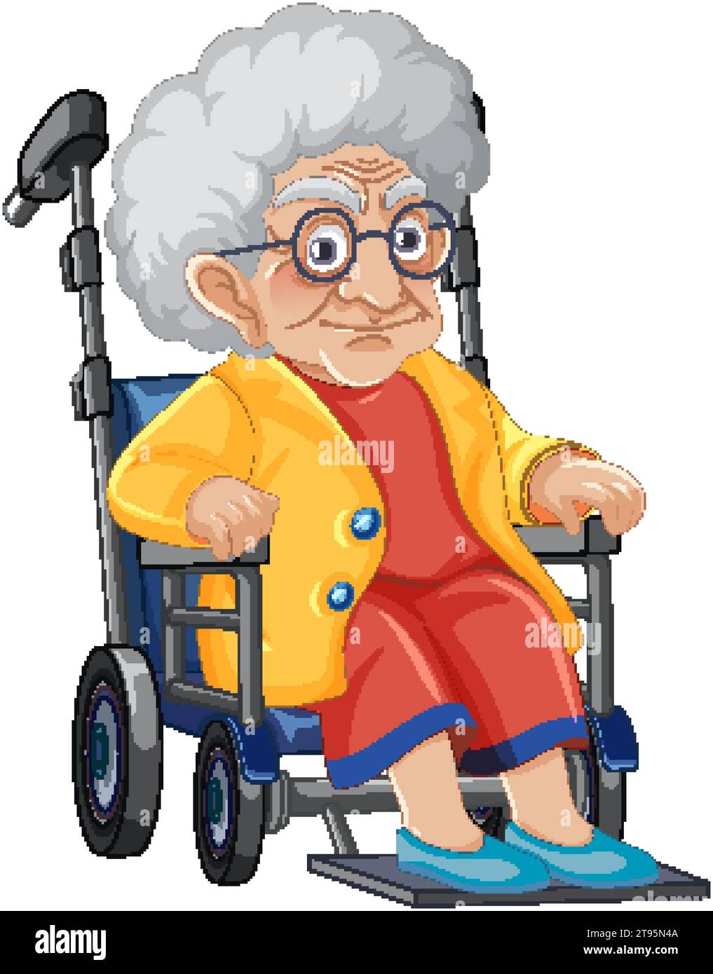 Vector cartoon illustration of a grandmother sitting on a wheelchair ...
