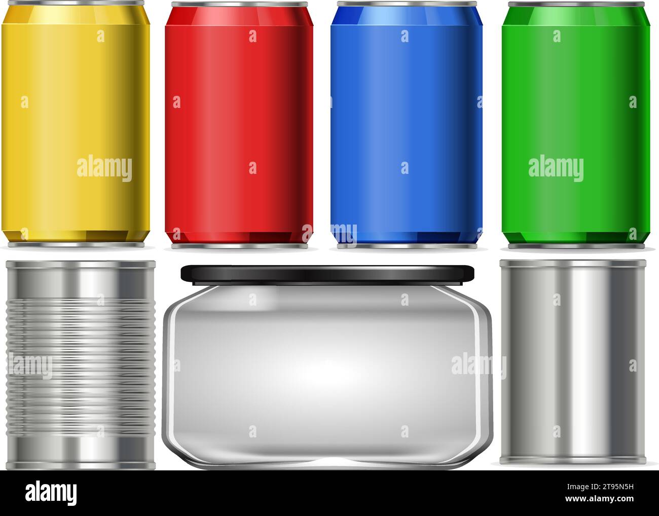 A vibrant collection of cartoon-style tin can containers Stock Vector ...