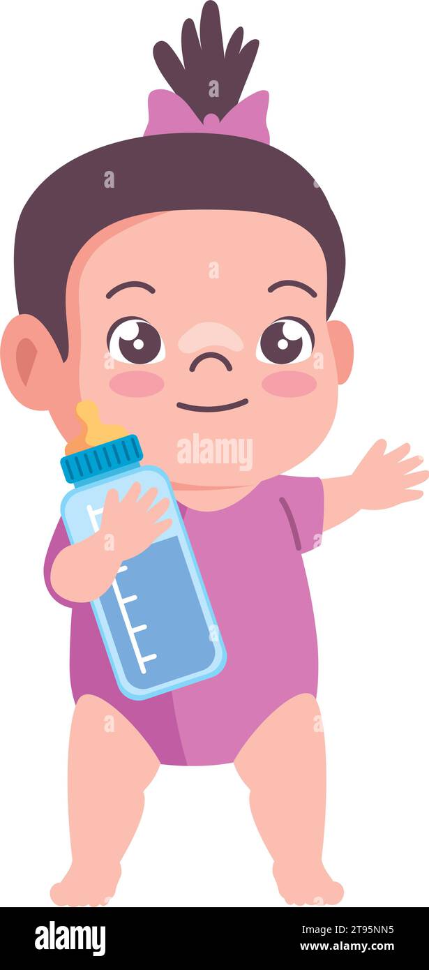 Happy baby girl drink Stock Vector Images - Alamy