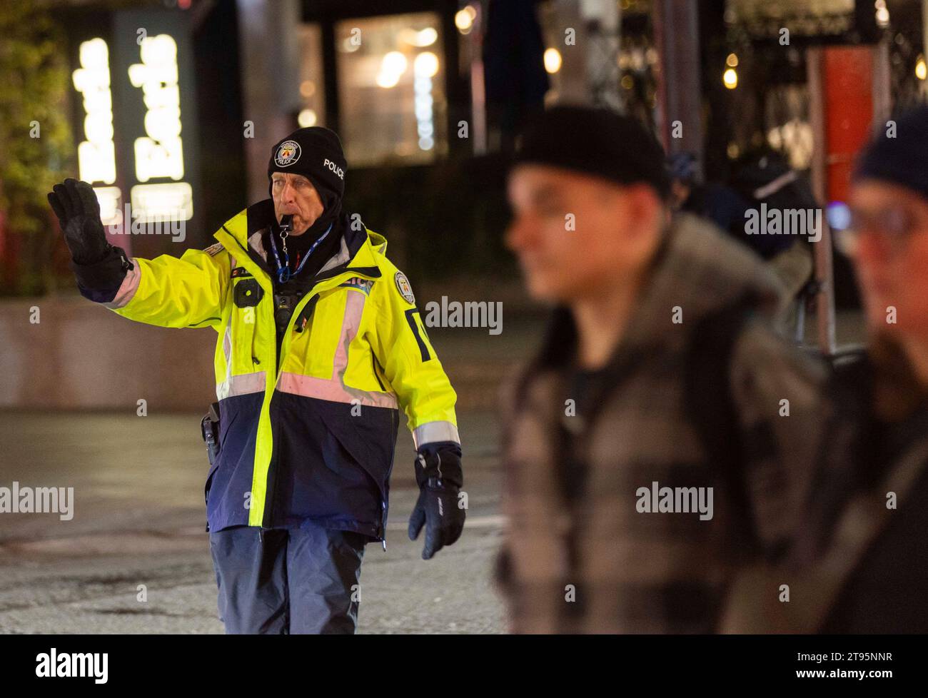 Toronto, Canada. 22nd Nov, 2023. A policeman on duty is seen in the ...