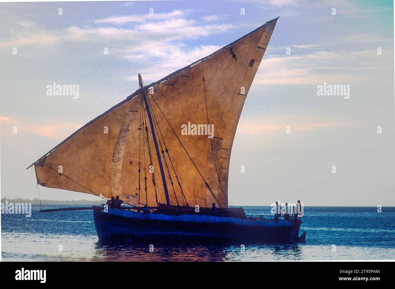 Traditional sailing dhow at dusk, Zanzibar, Tanzania Stock Photo - Alamy
