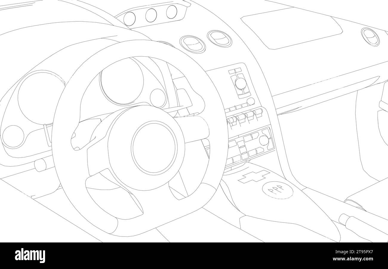 The contour of the car interior inside from black lines isolated on a ...