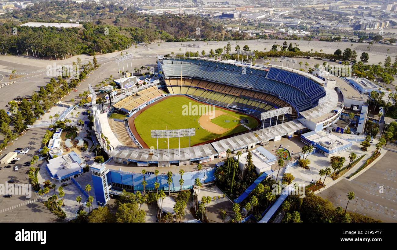 Famous Dodgers Stadium in Los Angeles aerial view - Los Angeles Drone ...