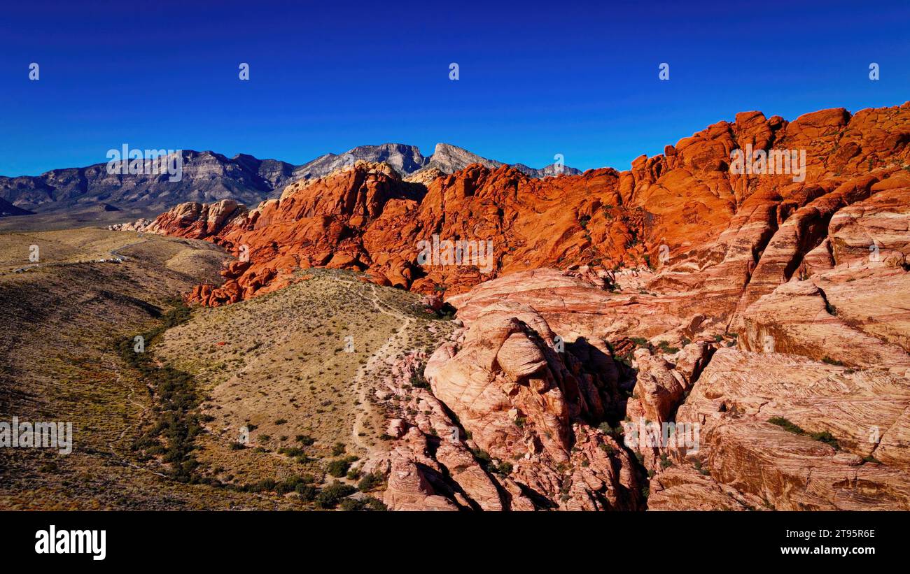 The famous red rocks and beige sandstones at red Rock Canyon Stock ...